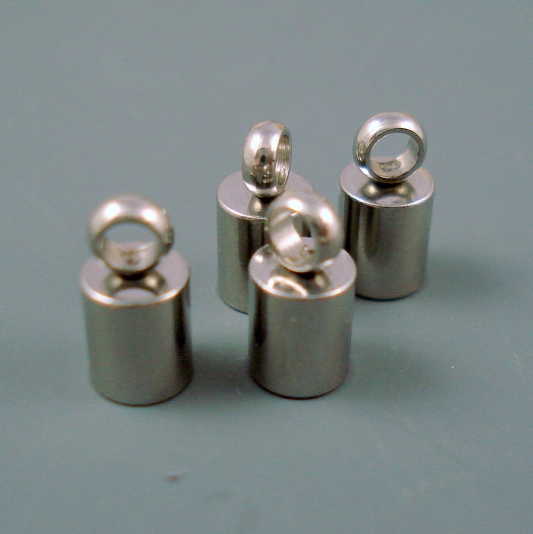 End Cap, 3MM Stainless Steel Cap for Leather or Cord, FOUR Pieces, 3mm ...