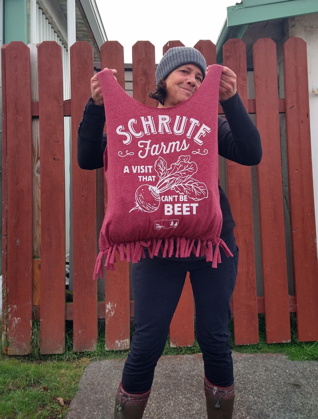 BEET BAG Easy Shoulder Bag With Fringe Upcycled Schrute Farm Graphic T ...