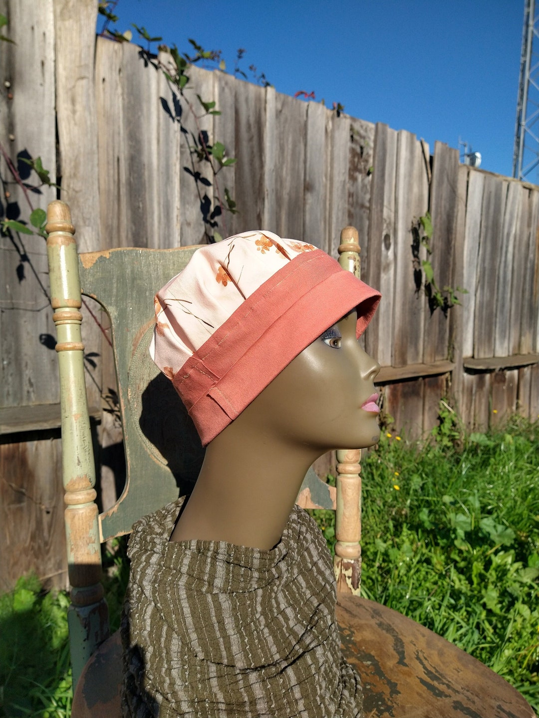 SCRAP HAT Peach Floral Textile Waste Upcycled Cap Stretchy Adjustable ...