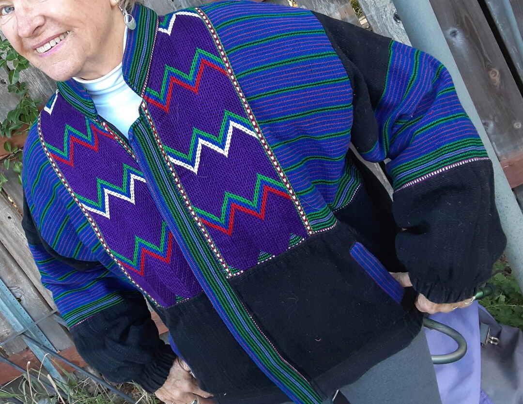 Vintage Guatemalan Bomber Jacket, Recycled Indigenous Textile, Unisex ...