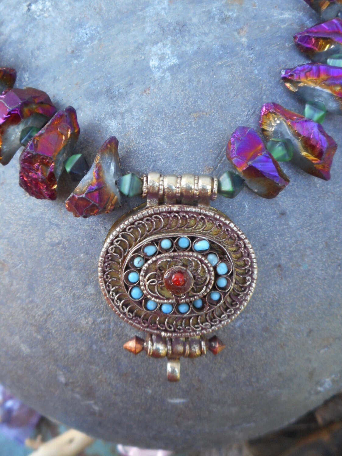 Rustic Relic Box Antique Tibetan Reliquary With Deep Purple - Etsy