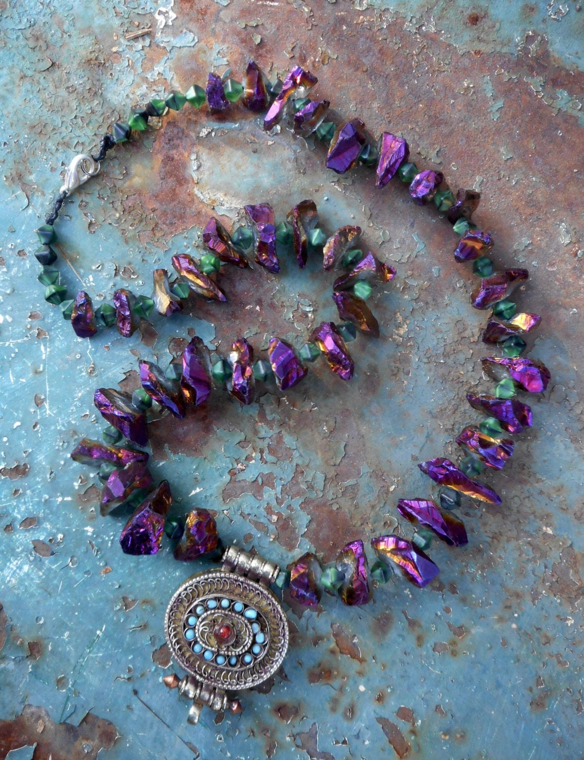 Rustic Relic Box Antique Tibetan Reliquary With Deep Purple - Etsy