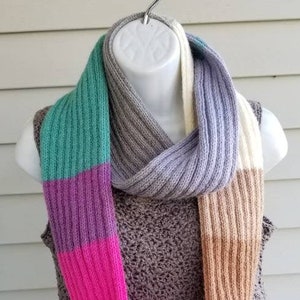 Knit Ribbed Cowl, Long Cowl, Wrap Cowl, Long Scarf 5x74, Long Knitted ...