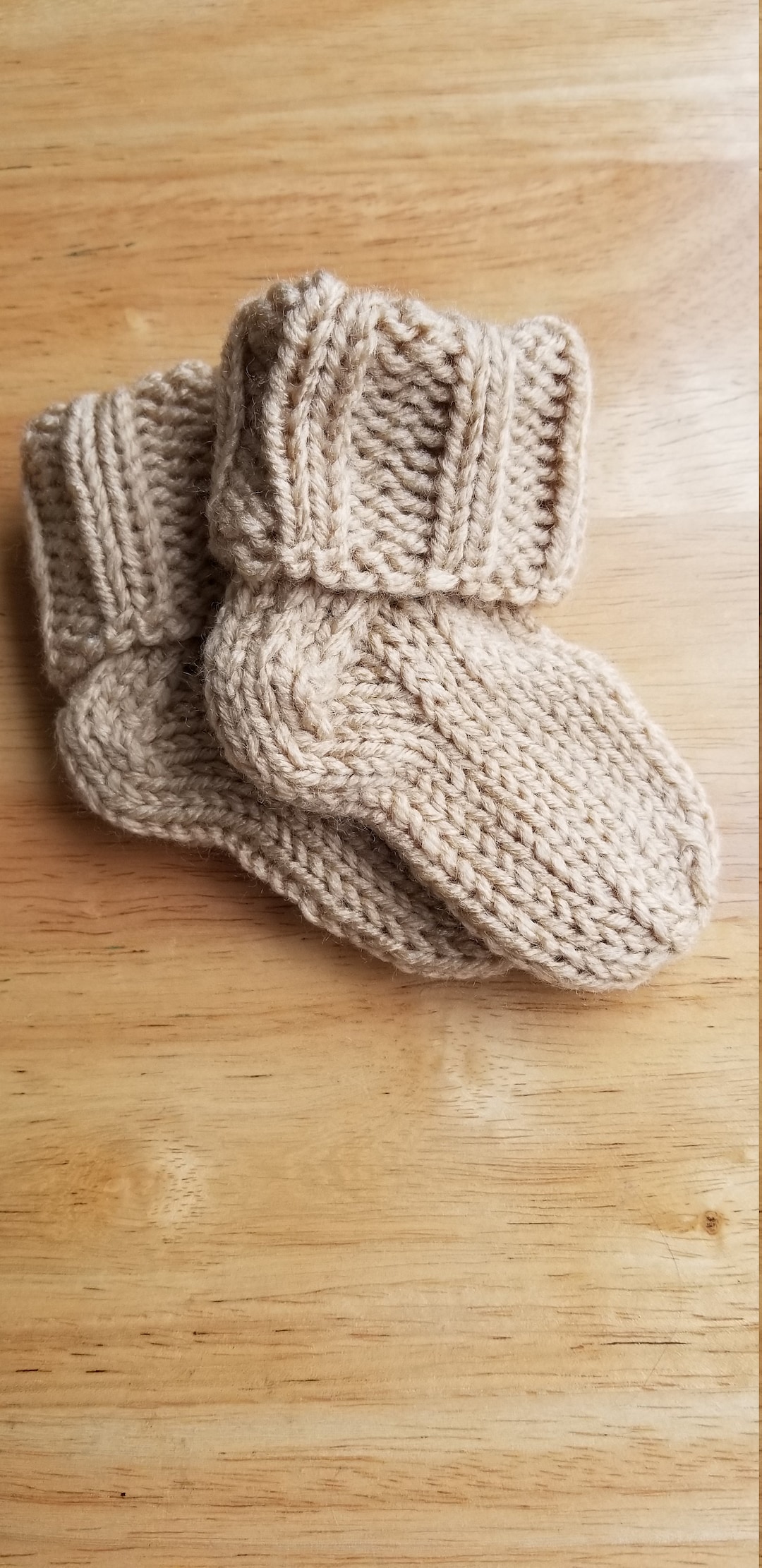 Baby Socks/booties buff, Handcrafted Knit Socks, 3-9 Months, Baby ...