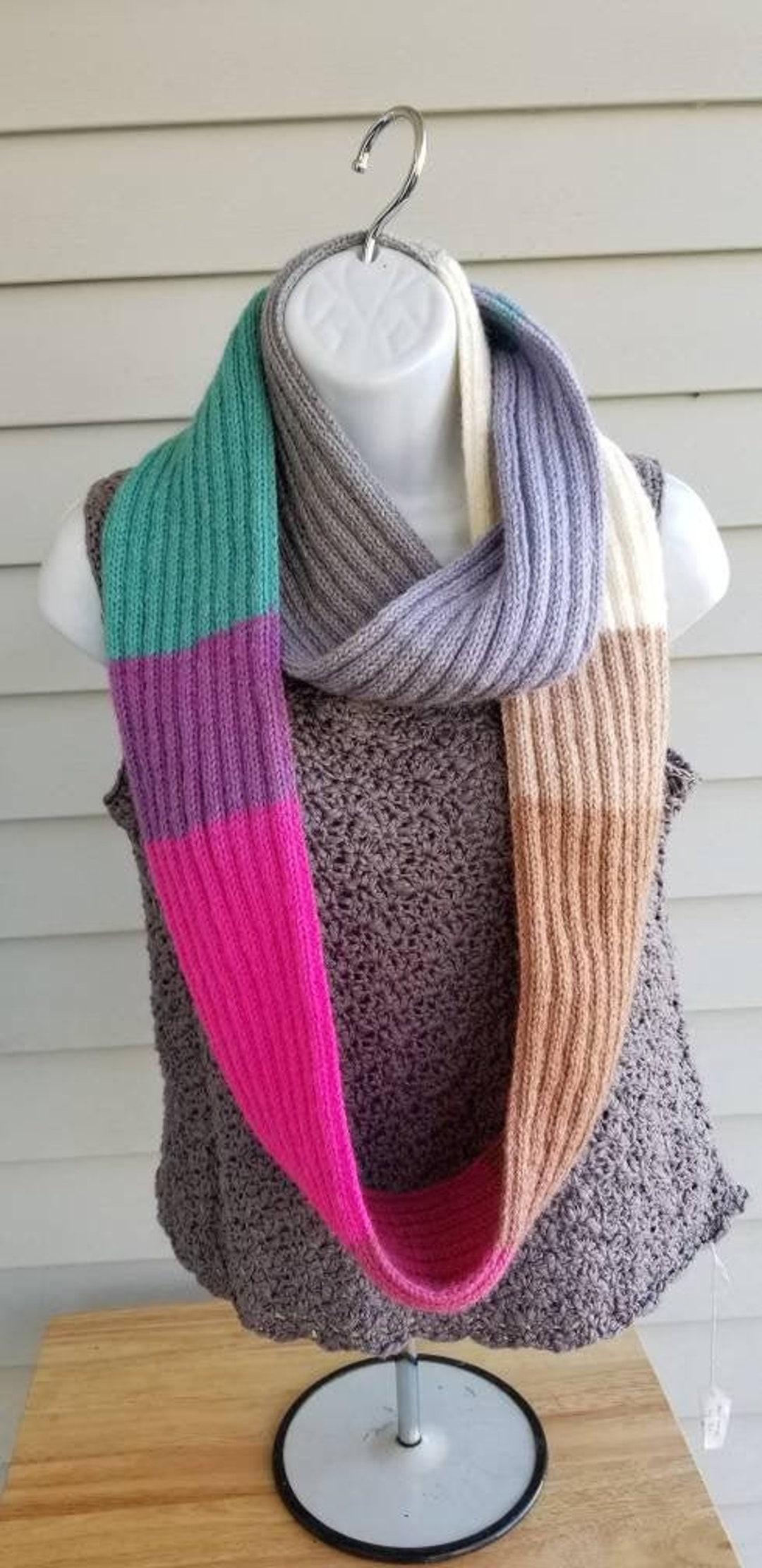 Knit Ribbed Cowl, Long Cowl, Wrap Cowl, Long Scarf 5x74, Long Knitted ...