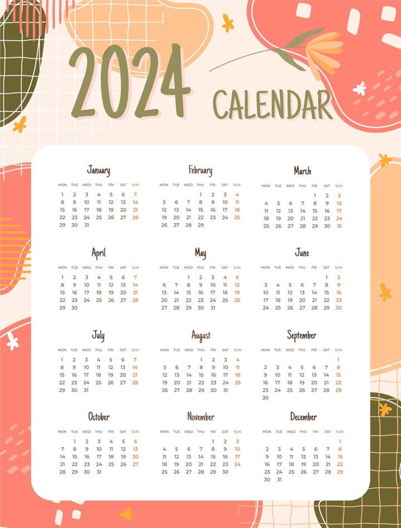 Groovy Vibes 2024 Calendar - Etsy