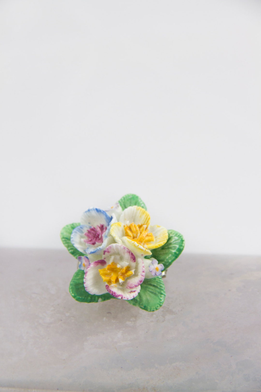 John Shaw & Sons Ltd Ceramic Brooch, Ceramic Floral Brooch, Made in ...