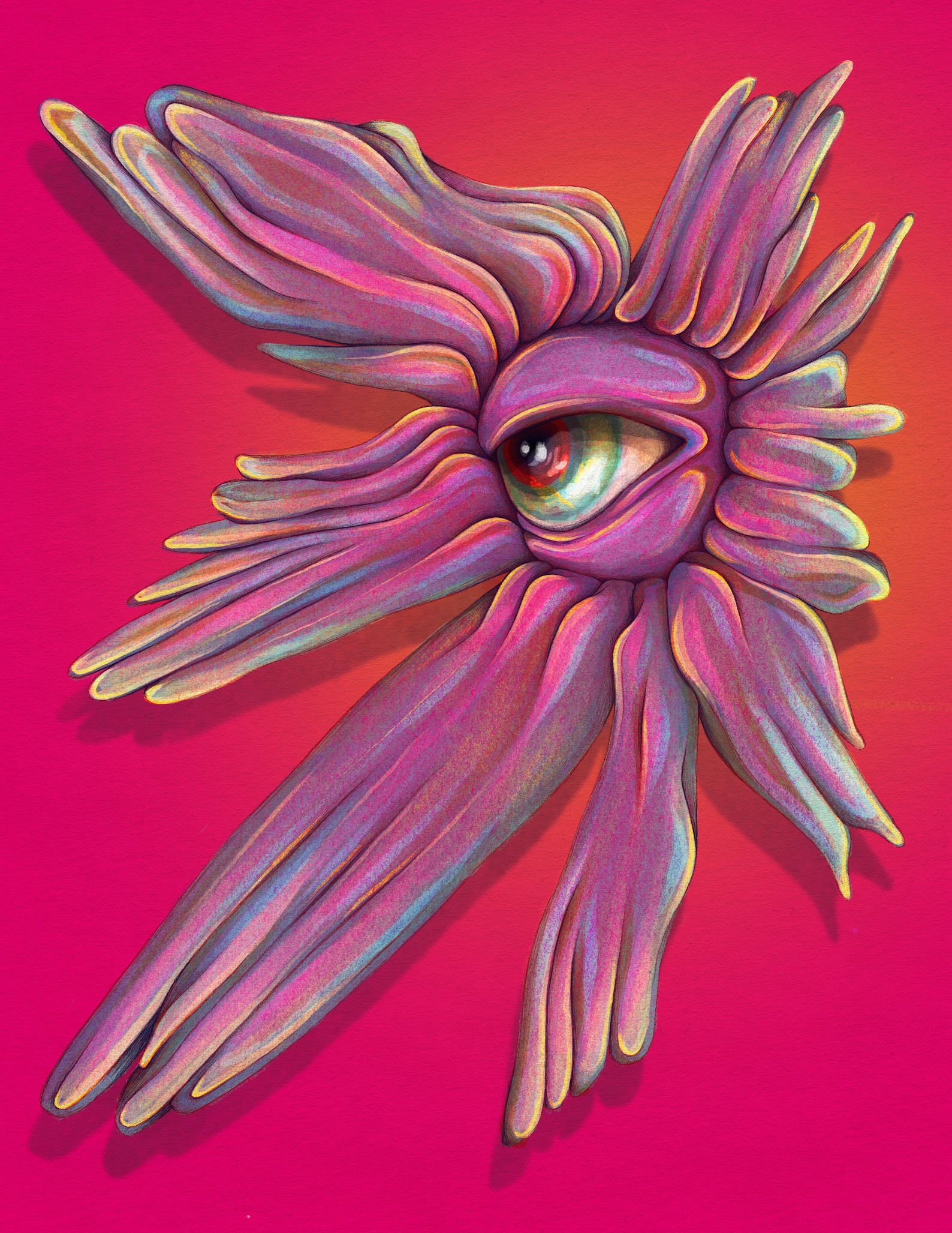 Biblically Accurate Angel Art Print / Hot Pink Art Print / Angel Art ...