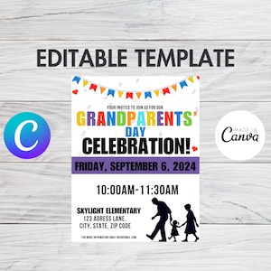 Editable Grandparent's Day Celebration Flyer Template (canva) - Etsy