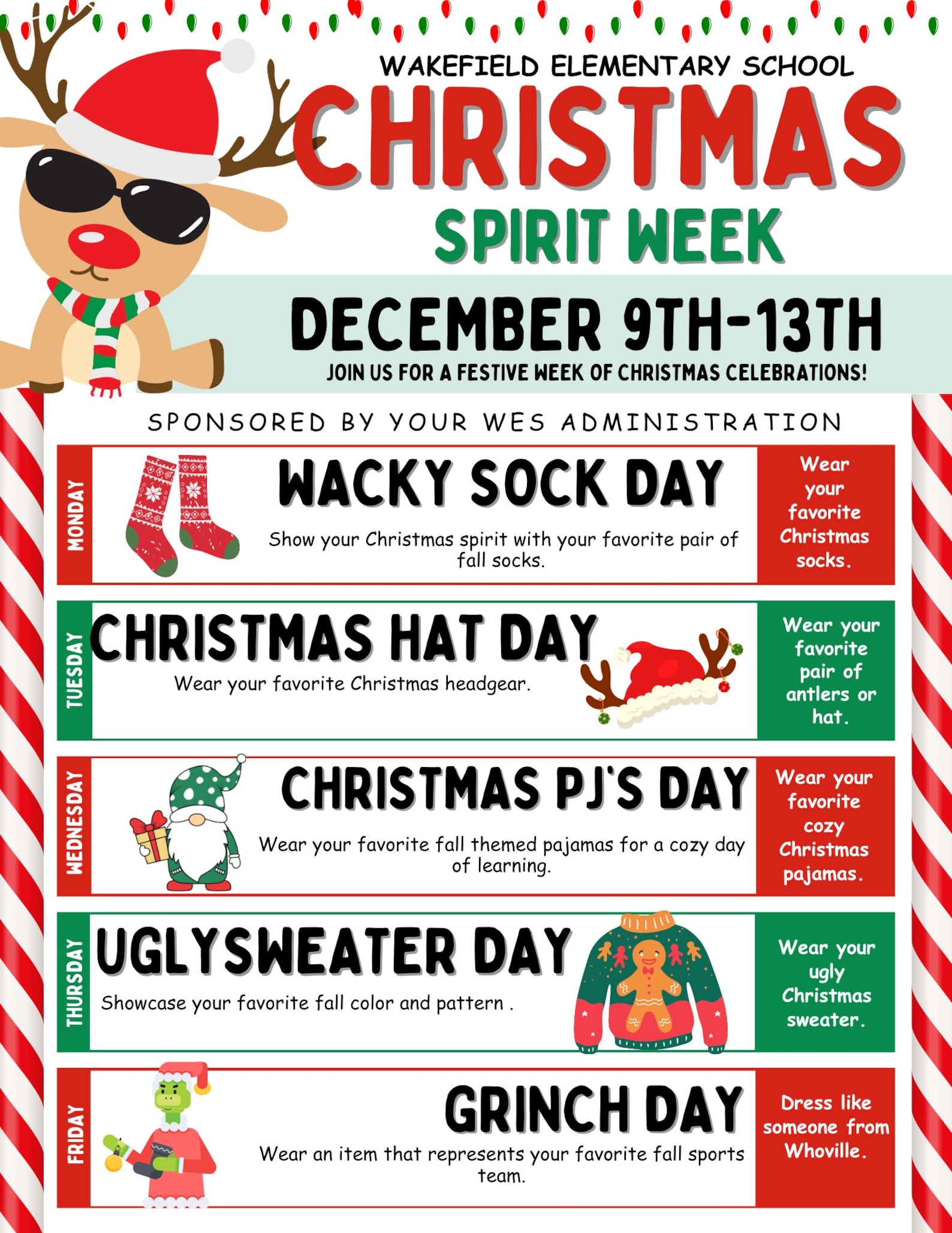 Editable Christmas Spirit Week Template Flyer | Canva Christmas Spirit ...