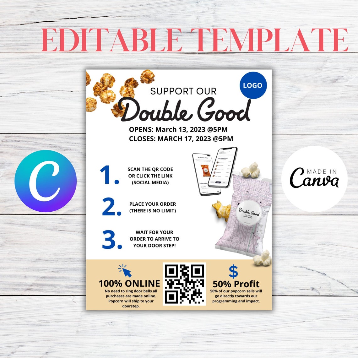 Editable Double Good Fundraiser Template Flyer - Etsy