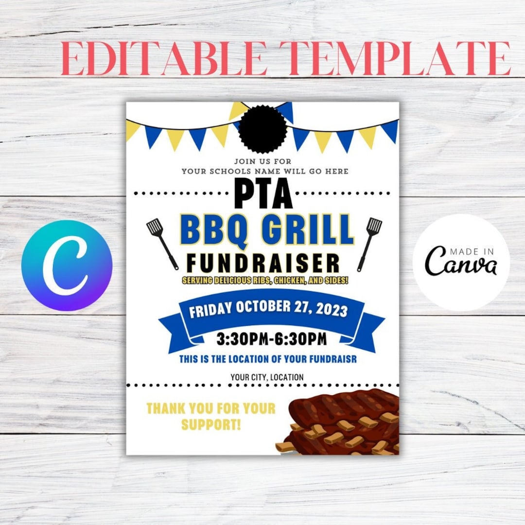 BBQ Fundraiser Template, Editable Event Design, PTA Fundraiser - Etsy