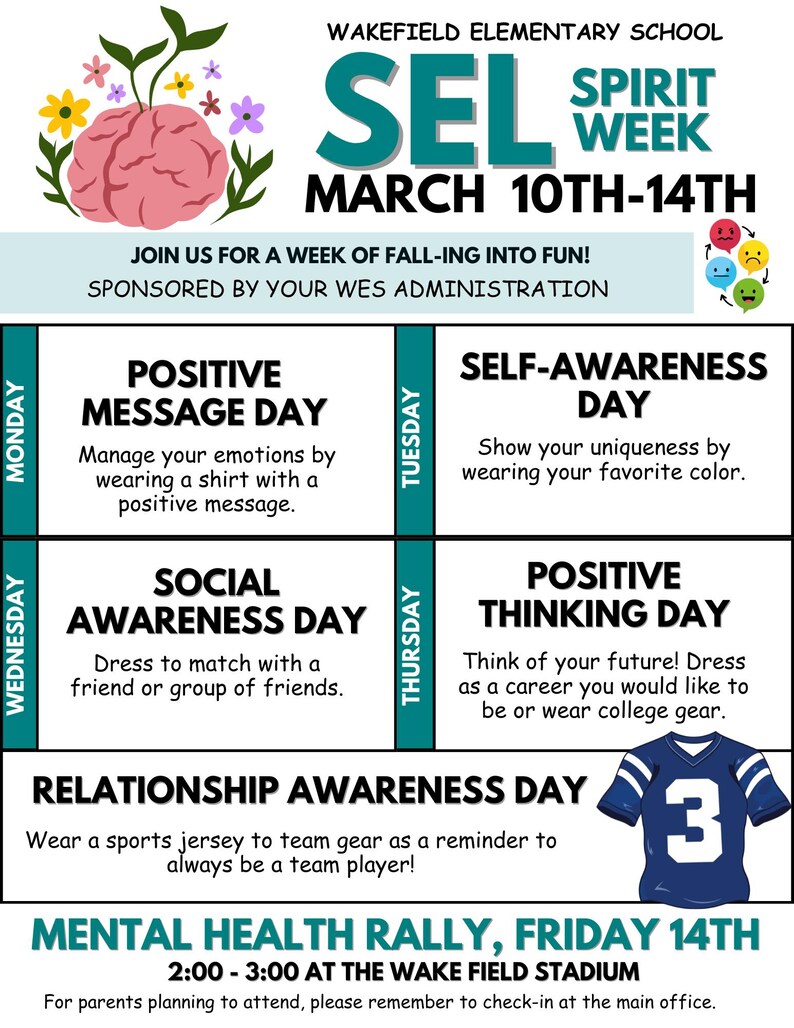 Editable SEL Spirit Week Flyer Template: School Event Planner (digital ...