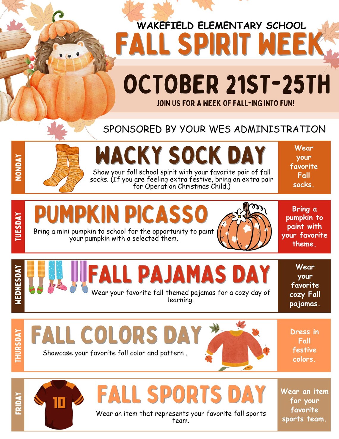 Editable Fall Festival Week Template Flyer, Fall Spirit Week Template ...
