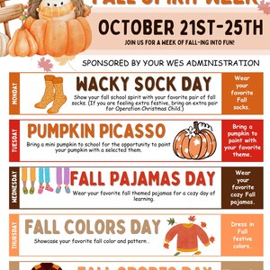 Editable Fall Spirit Week Flyer Template (digital Download) - Etsy