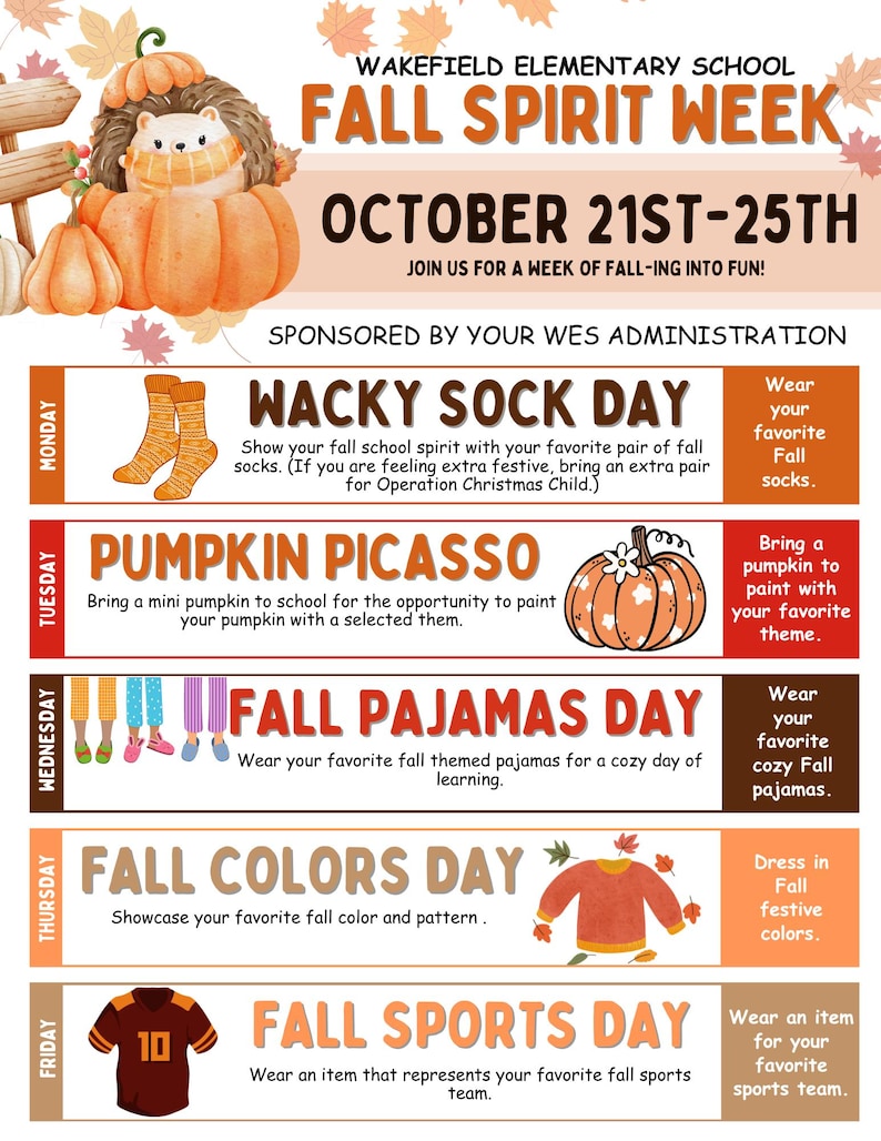 Editable Fall Spirit Week Flyer Template (digital Download) - Etsy