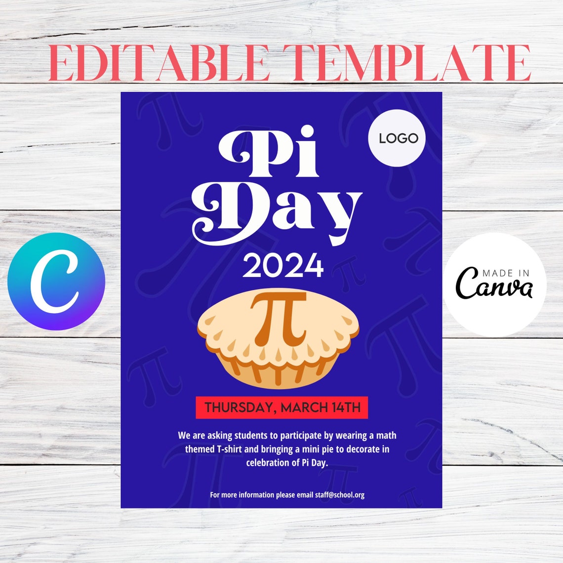 Editable Pi Day/ Pi Day Template Flyer - Etsy