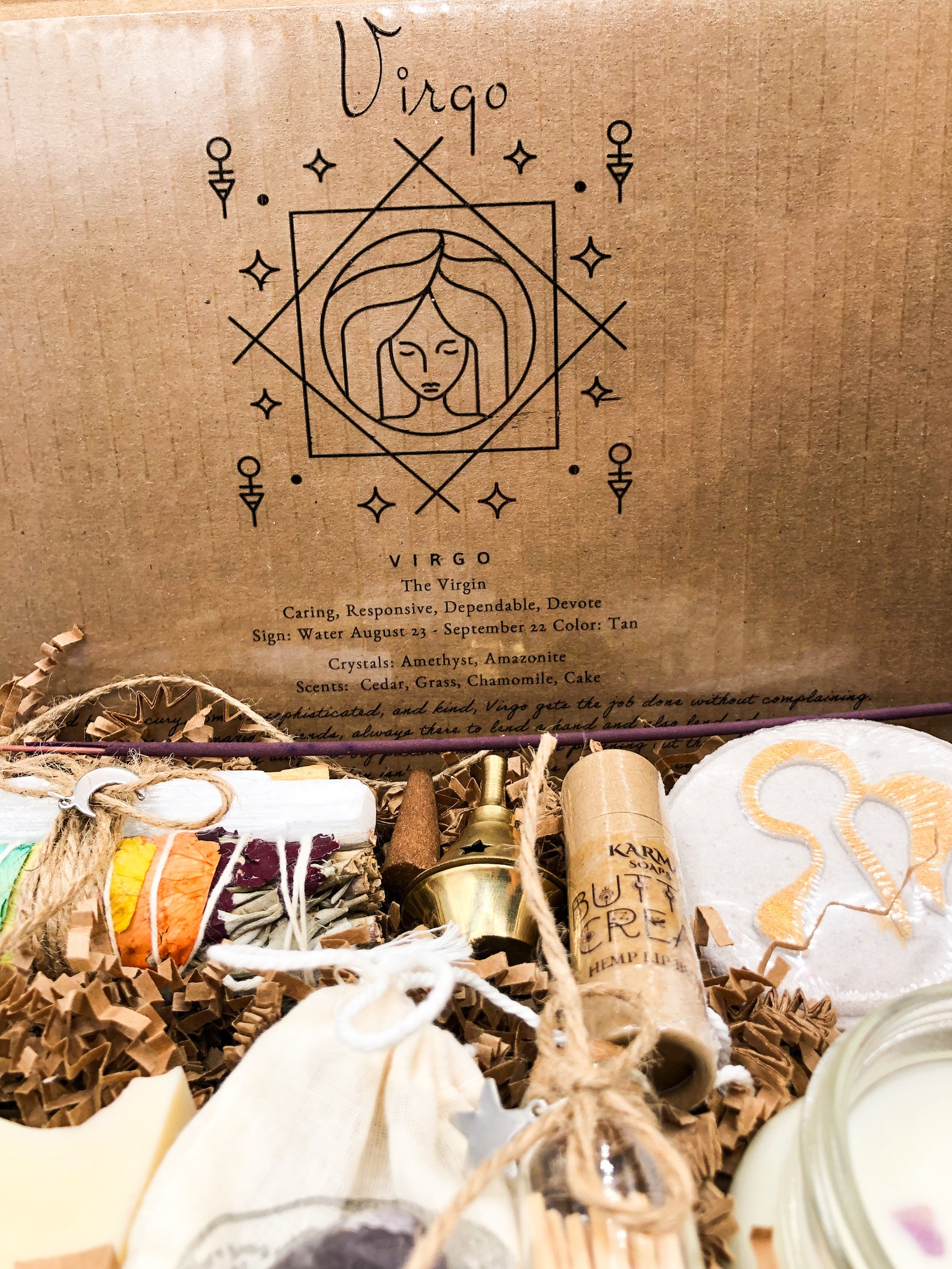 Virgo Zodiac Self Care Spa Gift Box Set Personalized Gift Card Vegan ...