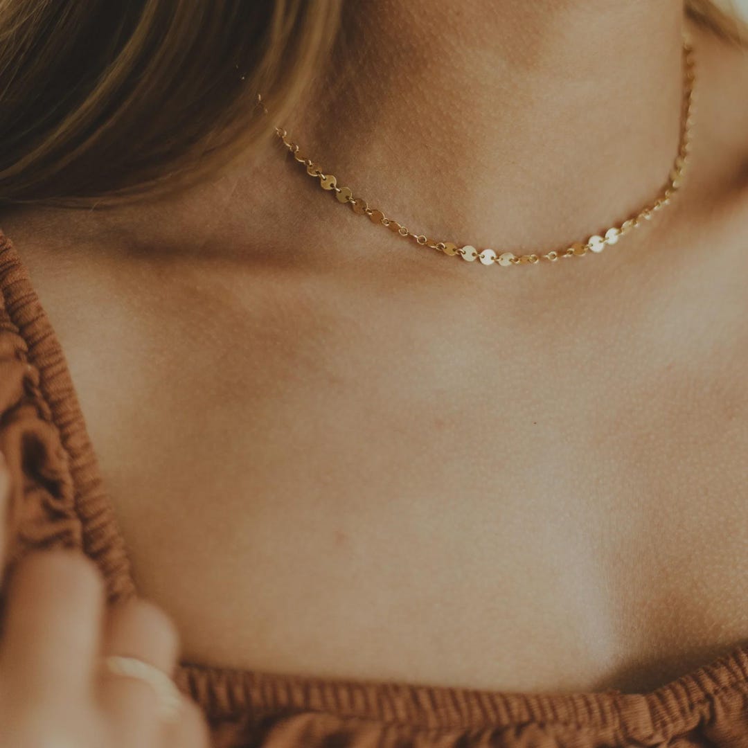 Sterling Silver Coin Choker Necklace, 14k Gold Filled - Etsy