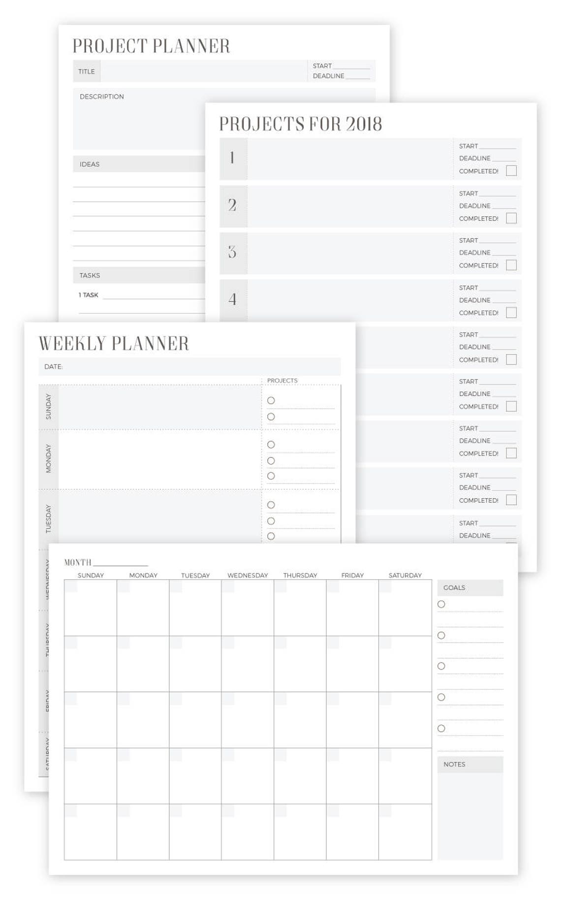 Project Planner Printable Weekly Planner Calendar Planner Calendars ...