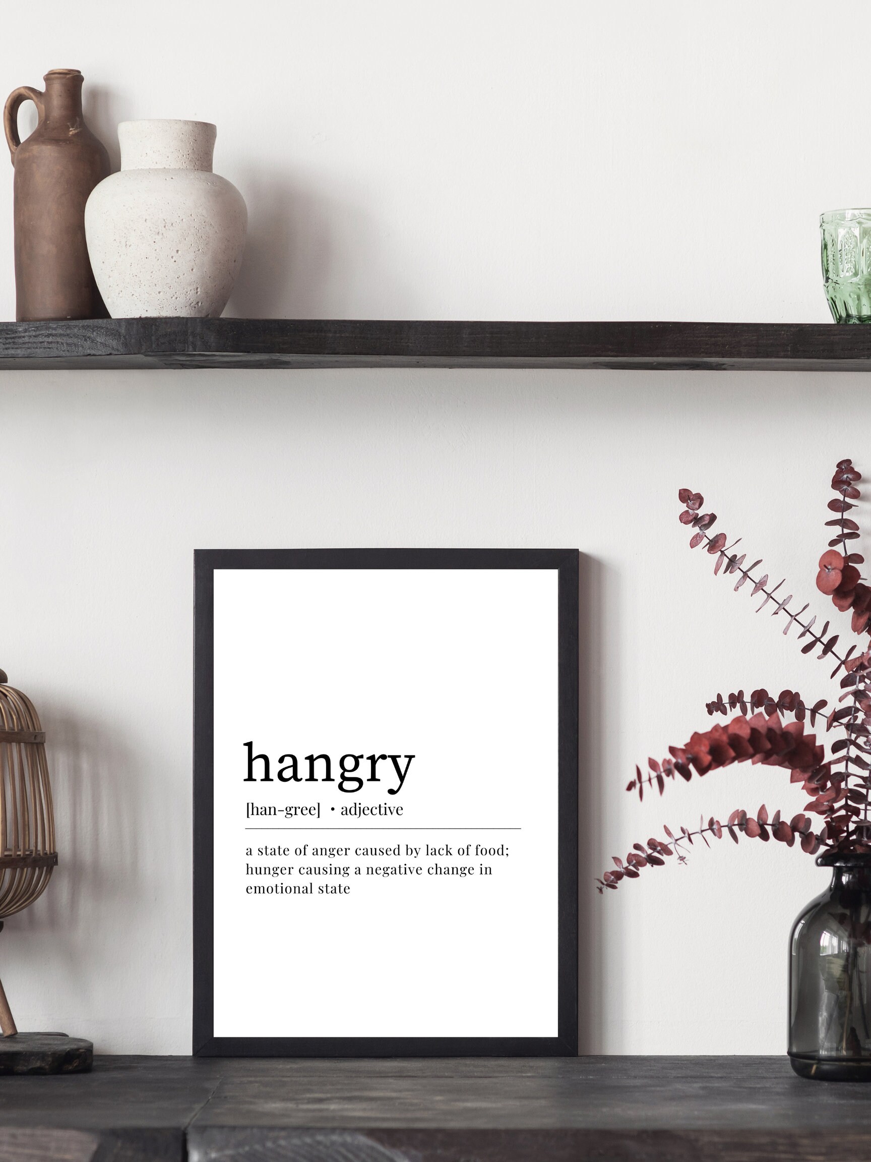 Hangry Definition Print, Kitchen Wall Art Print, Kitchen Poster, Hangry ...