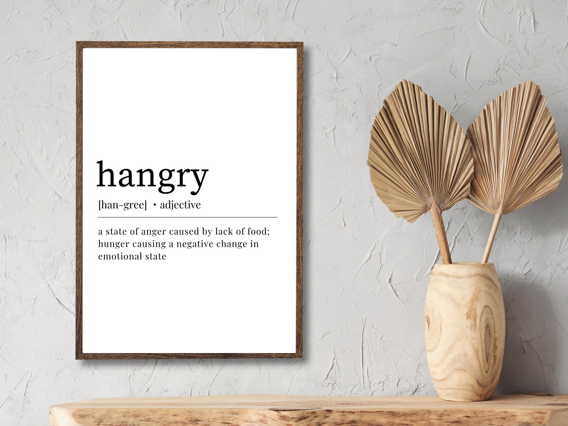 Hangry Definition Print, Kitchen Wall Art Print, Kitchen Poster, Hangry ...