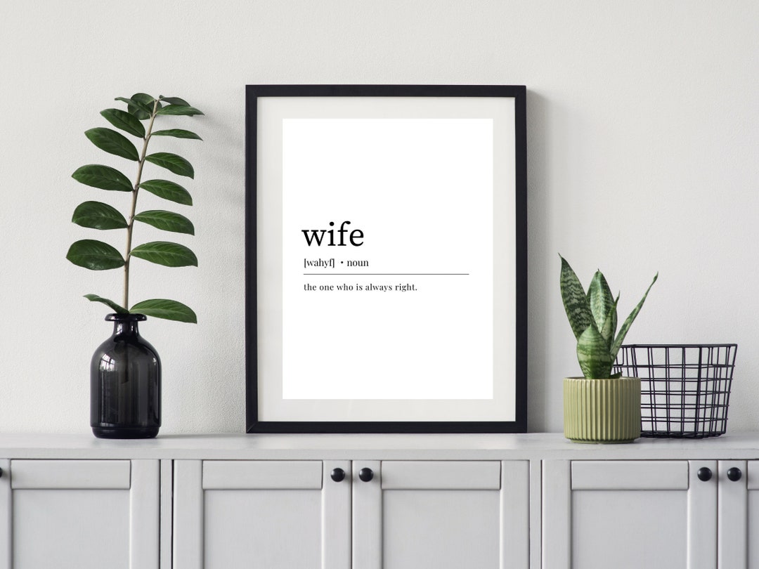 Wife Print, Wife Word Definition, Wife Art, Wife Sign, Wife Gift, Wife ...