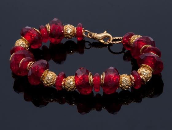 Bracelet, Red and Gold - Etsy