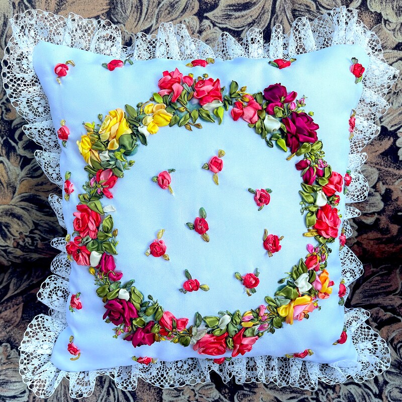 Embroidered Pillow - Etsy Canada