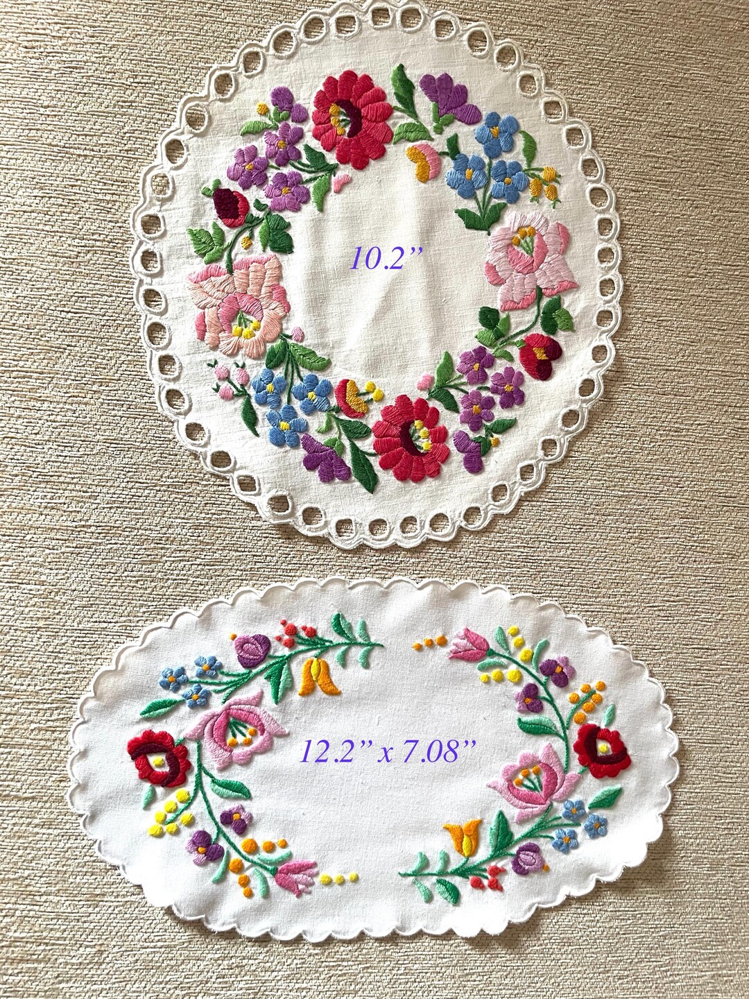 Hungarian Embroidery 2 Items Hand EMBROIDERED VINTAGE Hungarian ...