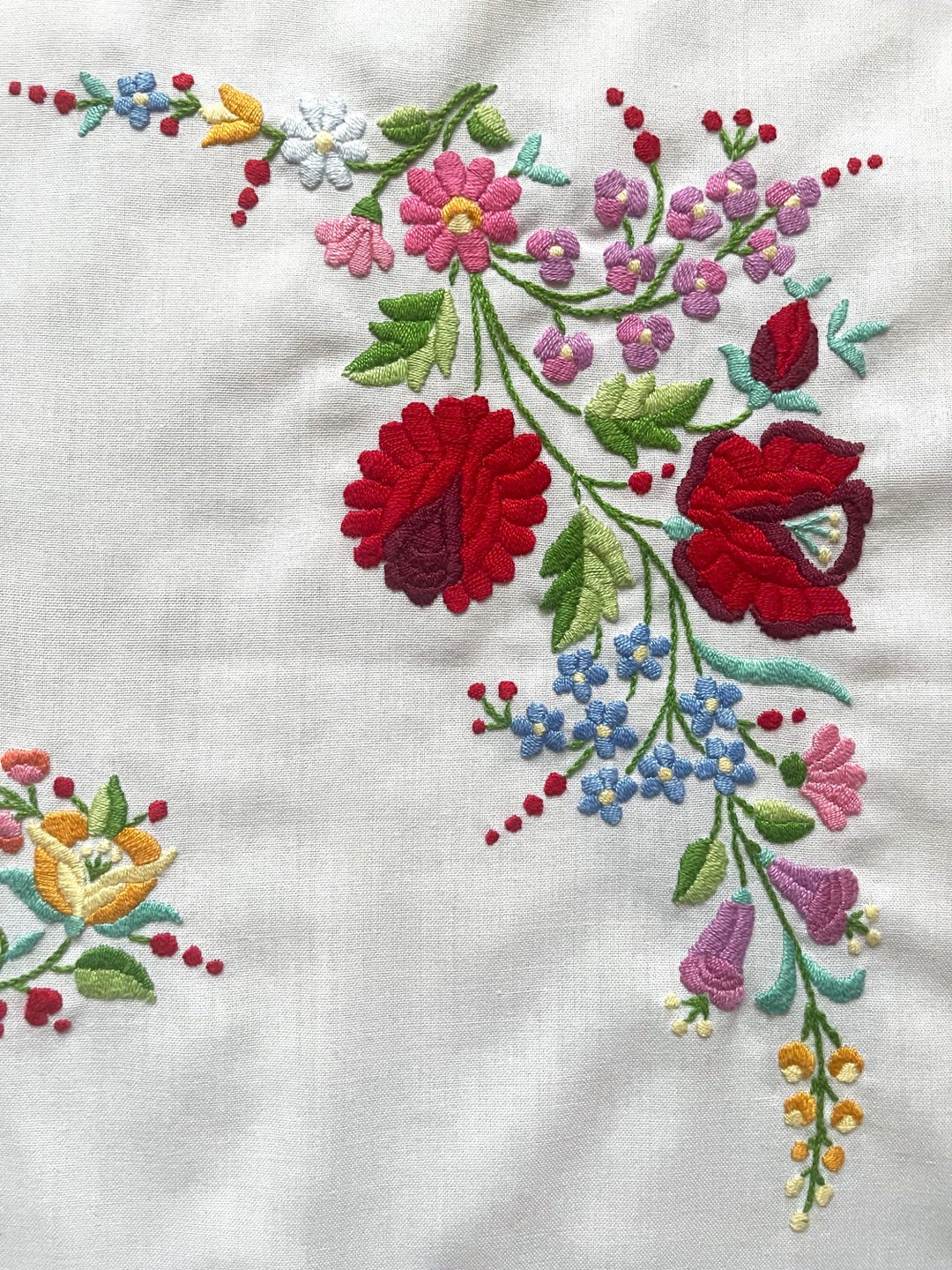 Vintage Hungarian Tablecloth With Colorful Handmade Embroidery ...