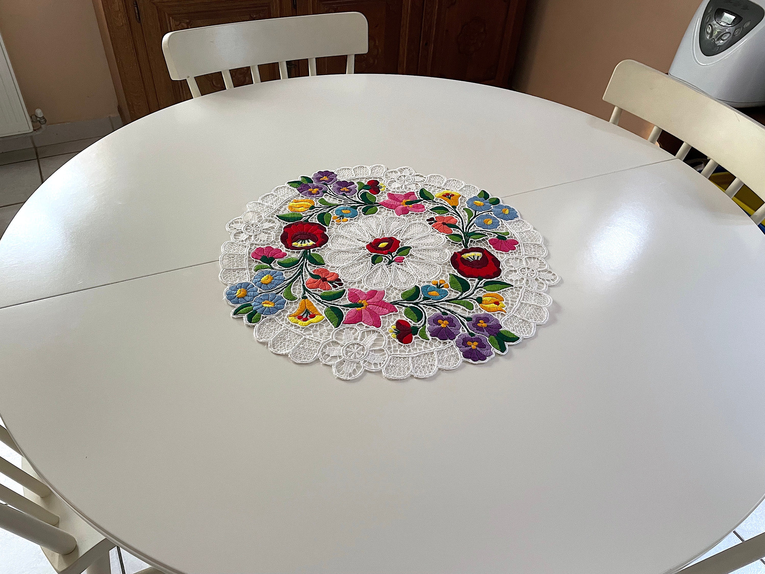 Round Openwork Embroidered Tablecloth. Hungarian Hand - Etsy