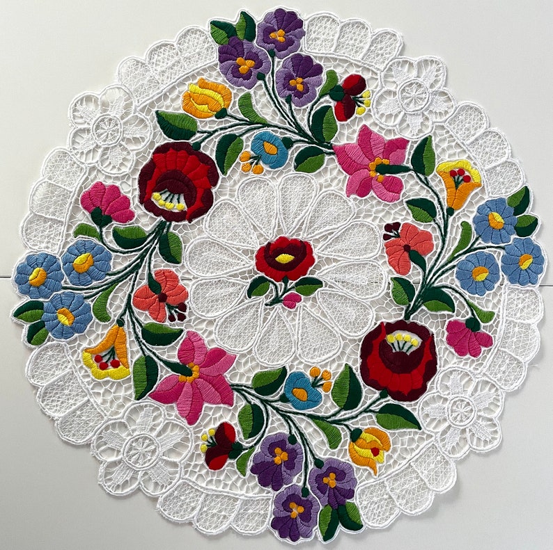 Round Openwork Embroidered Tablecloth. Hungarian Hand - Etsy