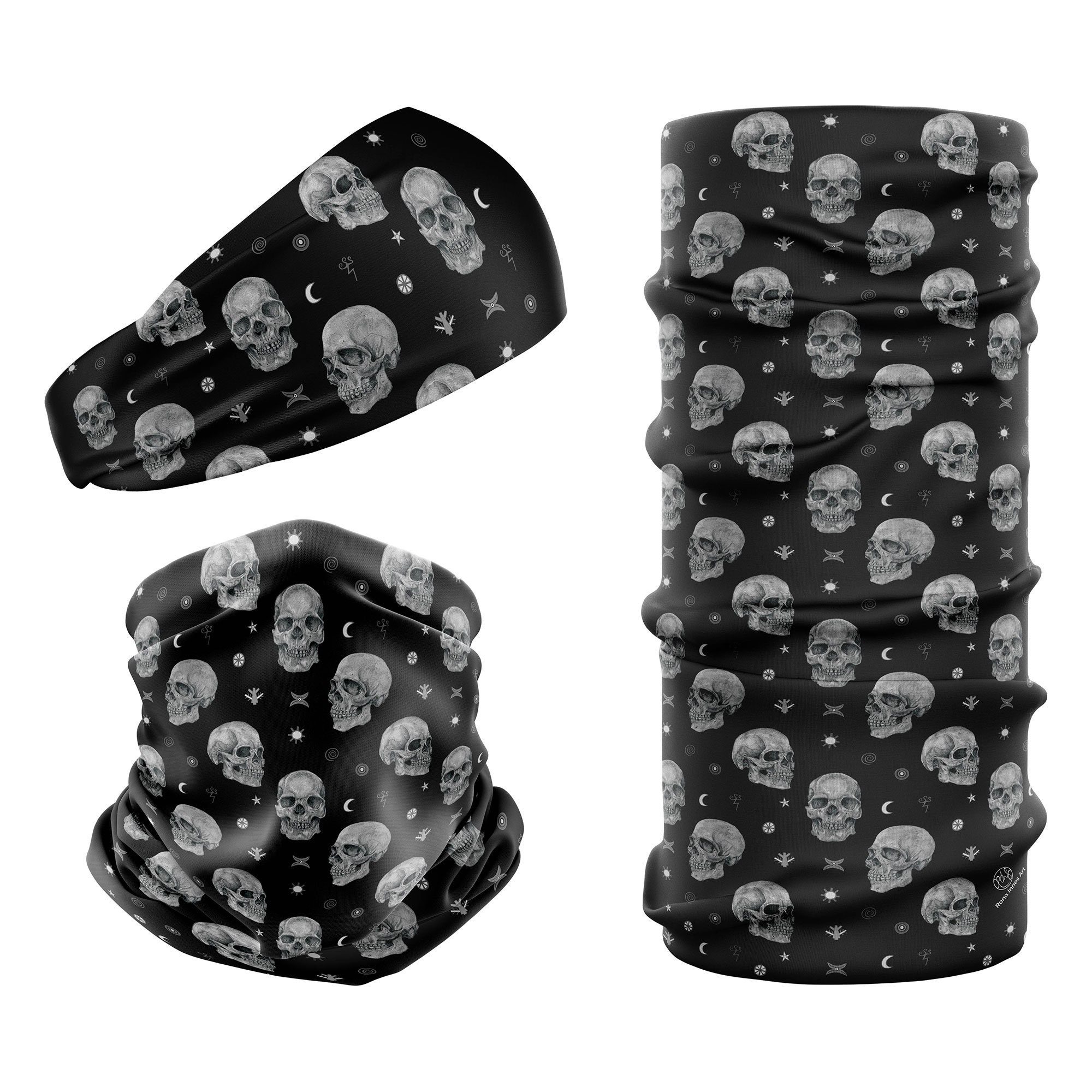 Skull Headwear/neckwear- Neck Gaiter- Tube Scarf- Snood - Biking ...