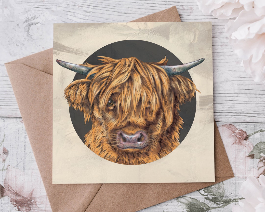Highland Cow Greeting Card Scottish Hairy Coo Cute Animals - Etsy