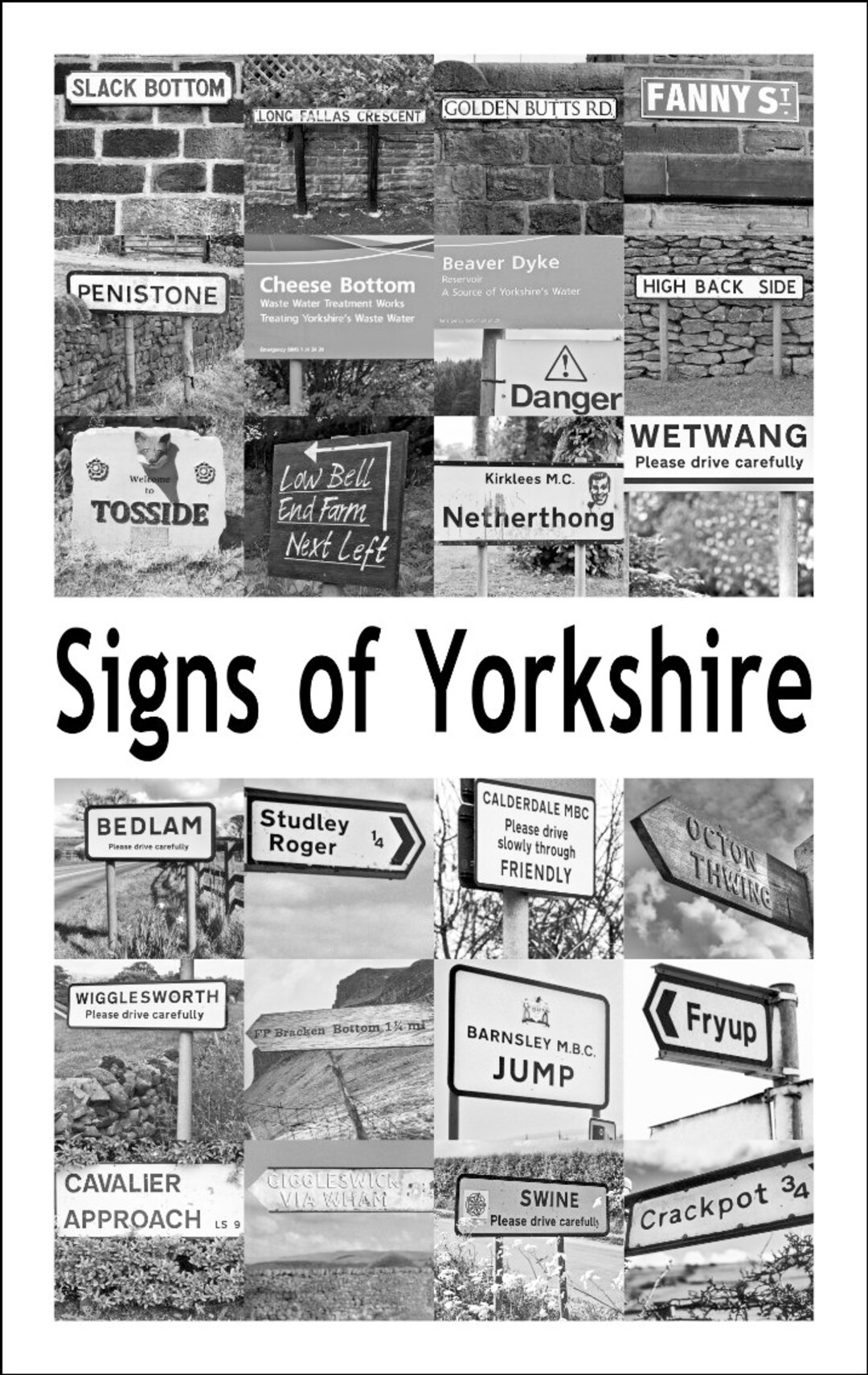 Funny Yorkshire Villages Signs Tea Towel Rude Xmas Christmas ...