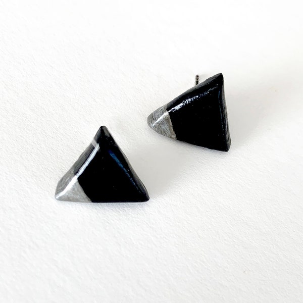 Triangular Black Earrings - Etsy