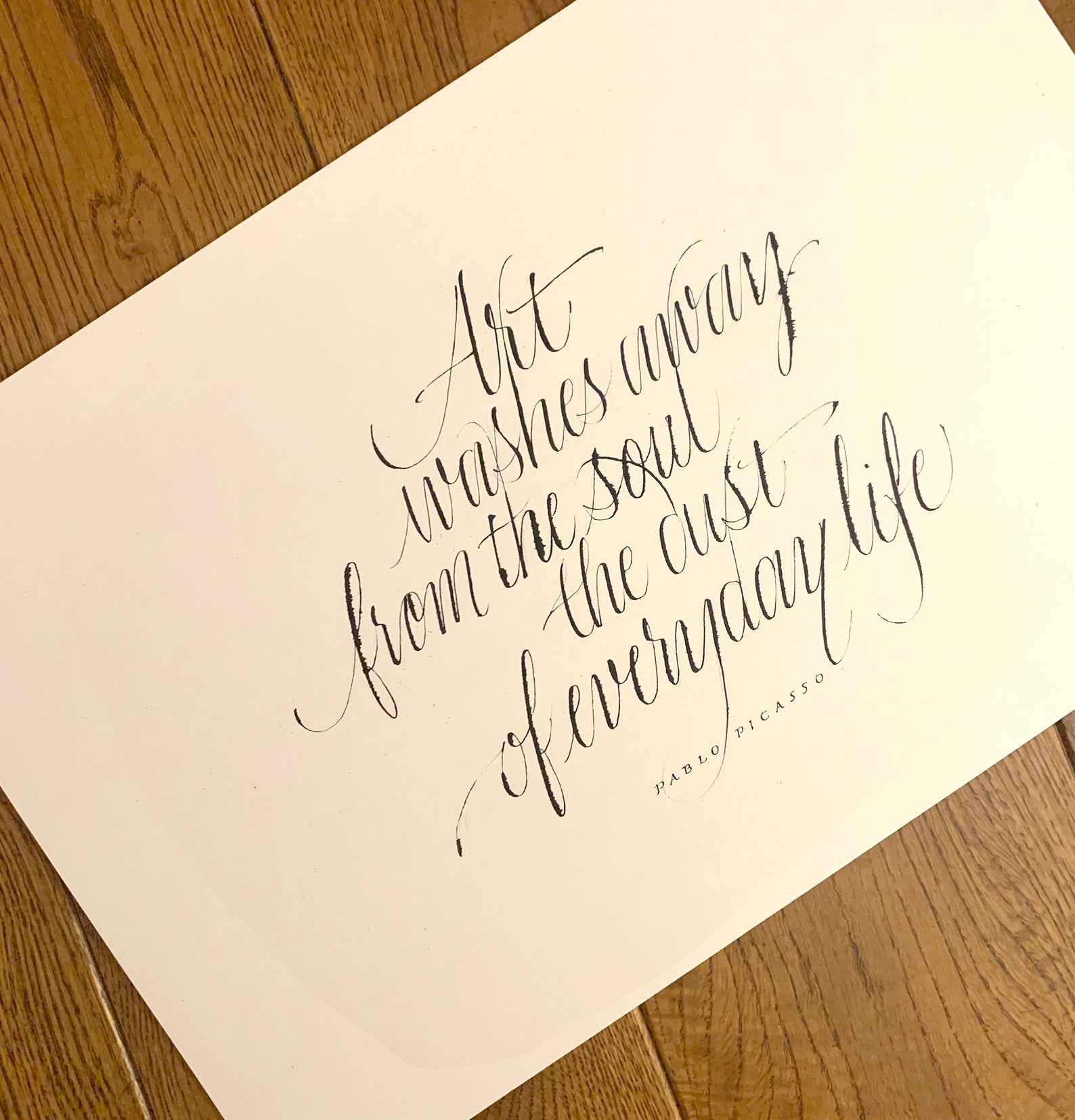 Original Calligraphy Wall Art Picasso Quote Original Handwritten ...