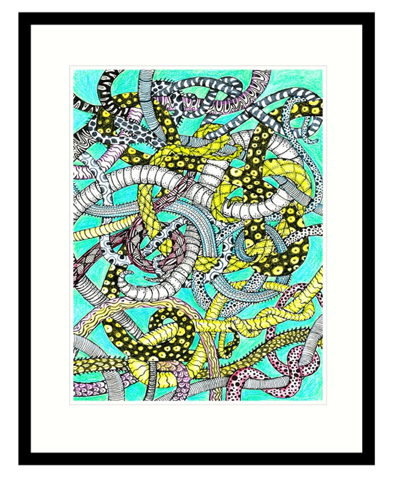 Colorful Psychedelic Art Print With Medusa's Hair Snake Wall Art Fine ...