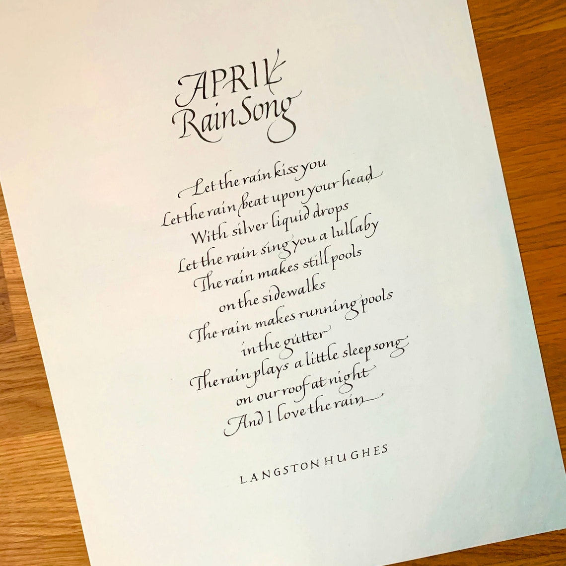Original Calligraphy Poem by Langston Hughes April Rain Song Wall Art ...