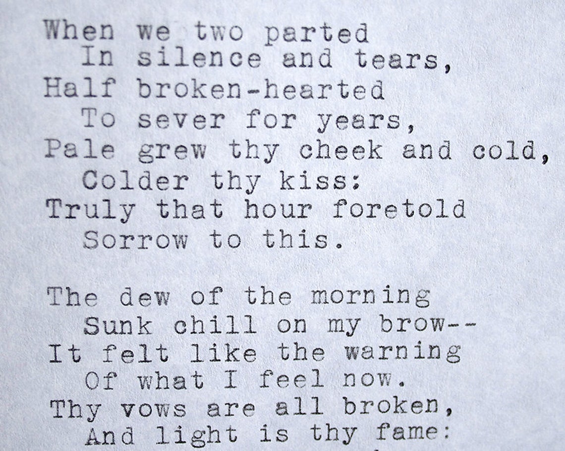 Typed Poem Lord Byron Love Poem Typed Words Typed Poetry Typewriter ...