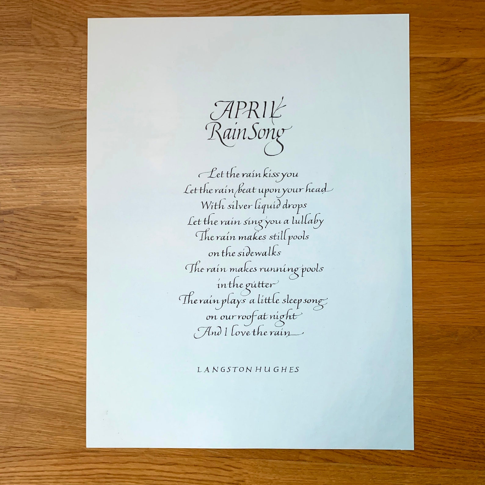 Original Calligraphy Poem by Langston Hughes April Rain Song Wall Art ...