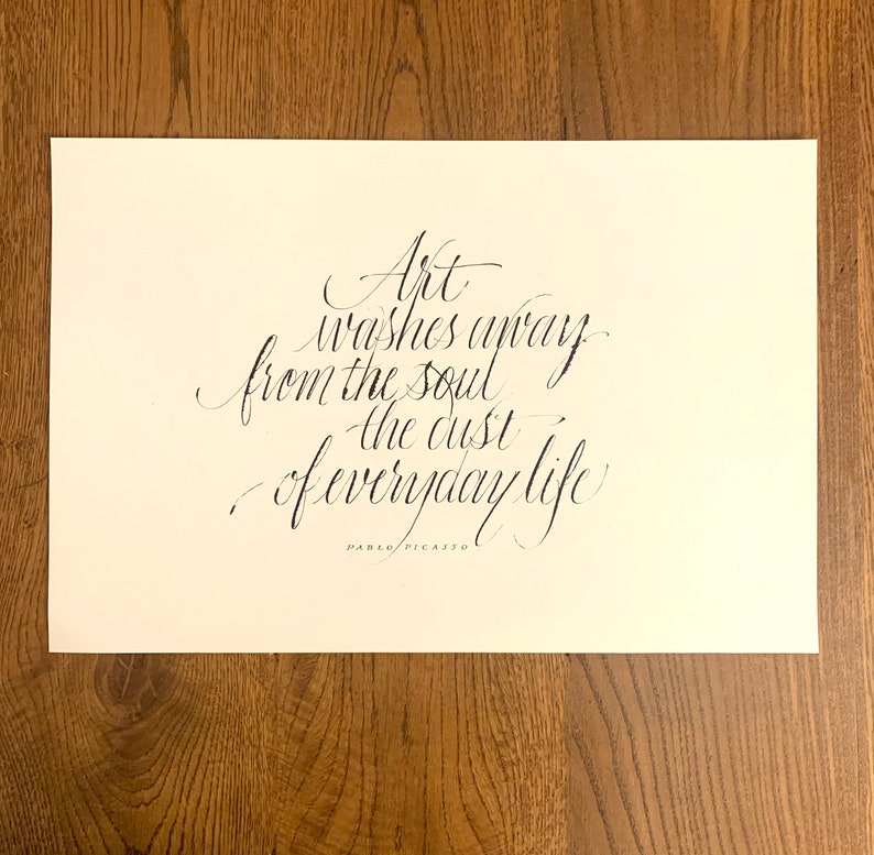 Original Calligraphy Wall Art Picasso Quote Original Handwritten ...