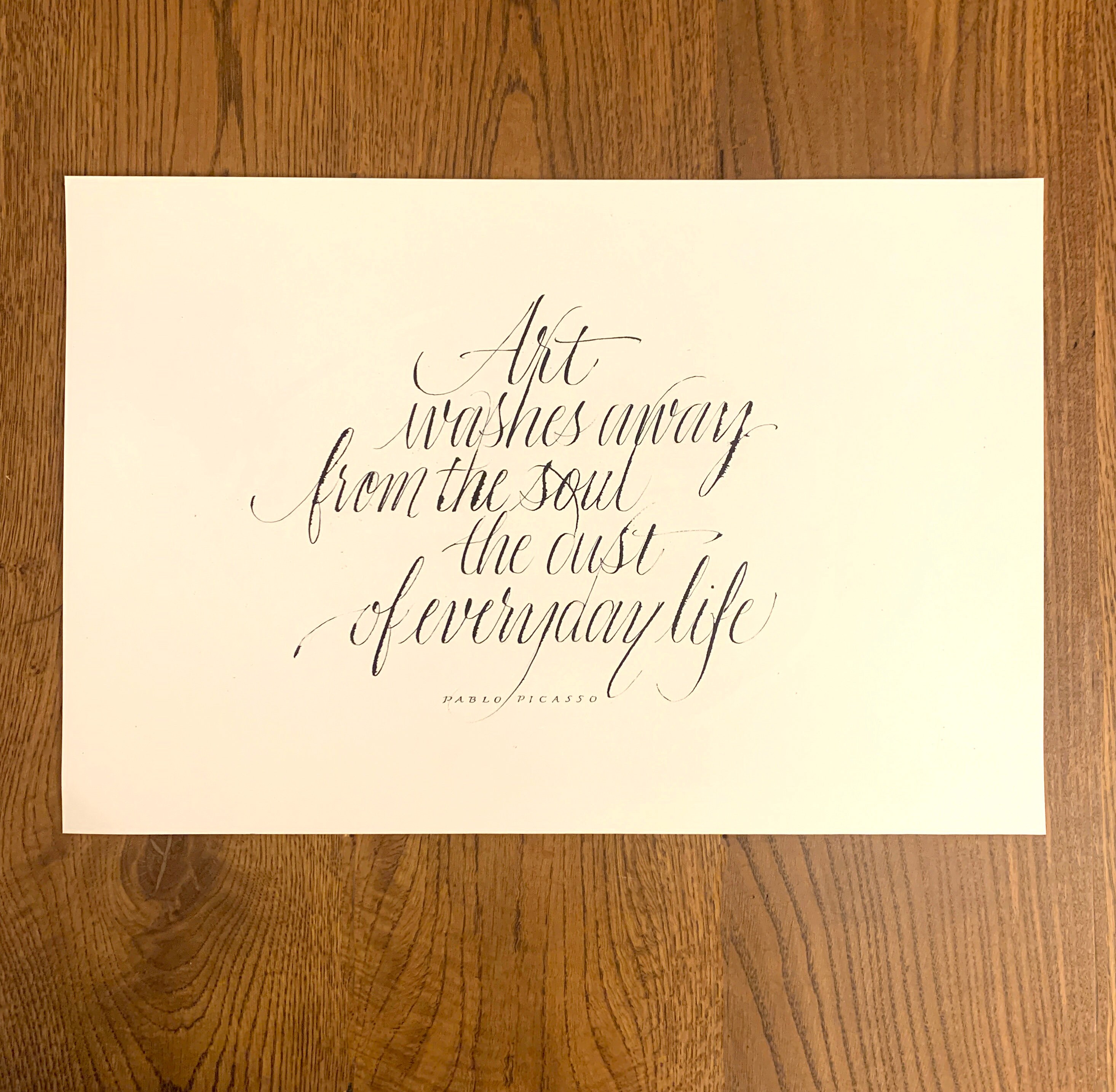 Original Calligraphy Wall Art Picasso Quote Original Handwritten ...