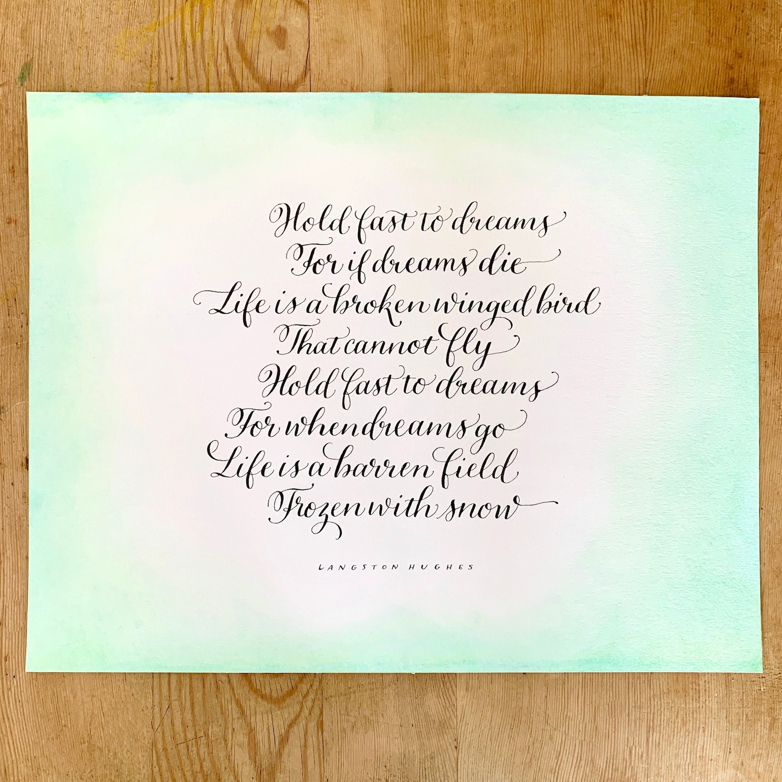 Calligraphy Quote Hold Fast to Dreams Handwritten Poem Langston Hughes ...