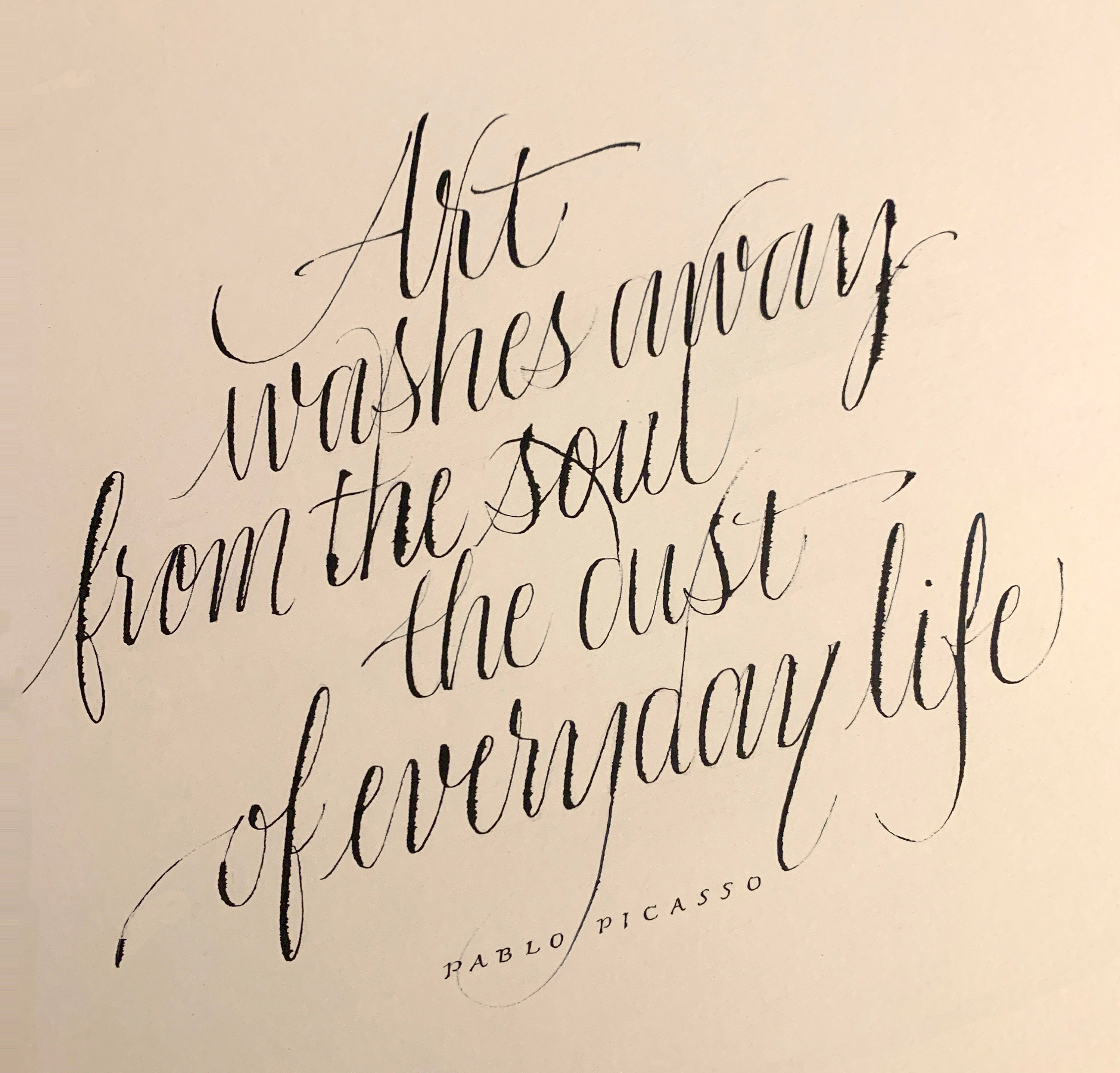 Original Calligraphy Wall Art Picasso Quote Original Handwritten ...