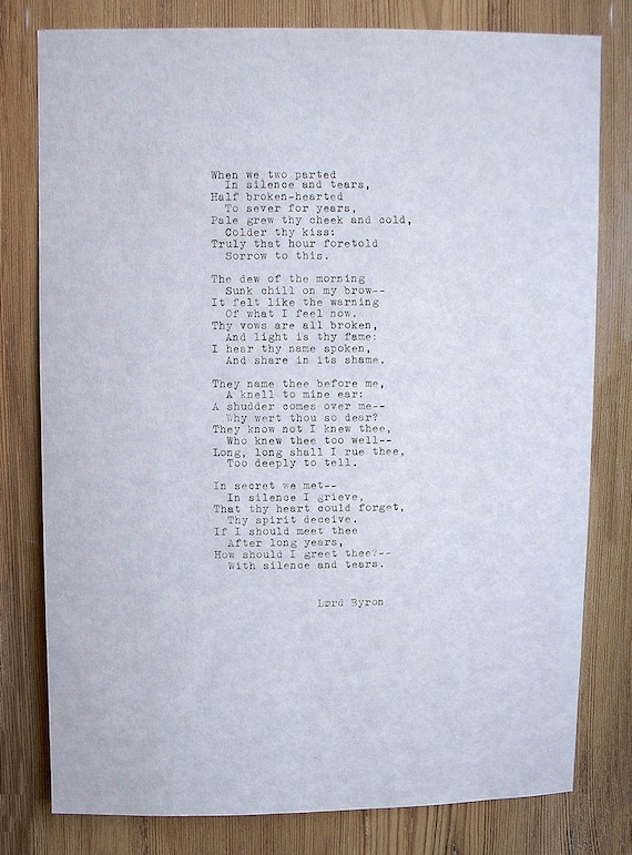 Typed poem Lord Byron Love Poem Typed words Typed poetry | Etsy