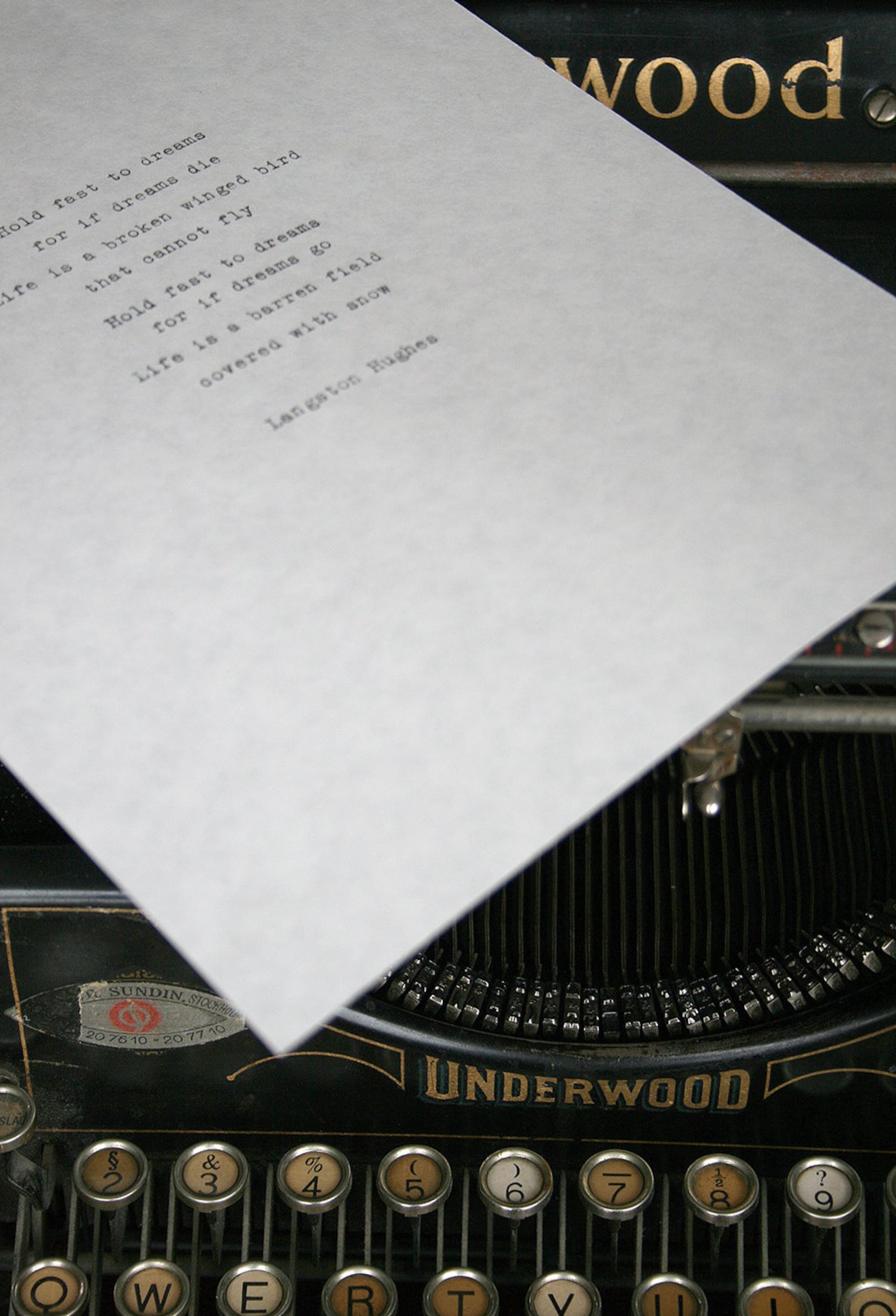 Typed Quotes Langston Hughes Poem Typewriter Quotes Typed Paper ...