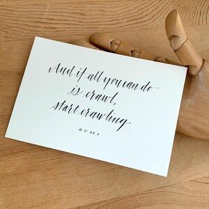 Rumi Calligraphy Quote Handwritten Card 6x4 Motvational Quote ...