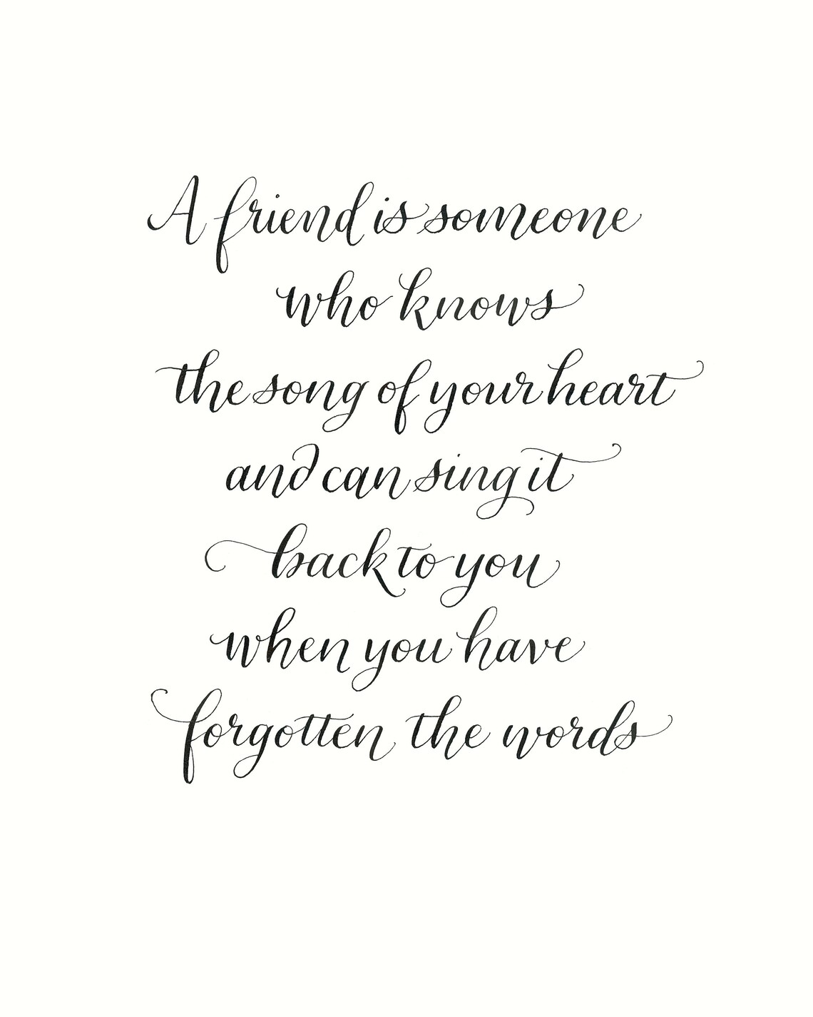 Custom Calligraphy Art Hand Lettered Wall Quote Handwritten Unframed ...